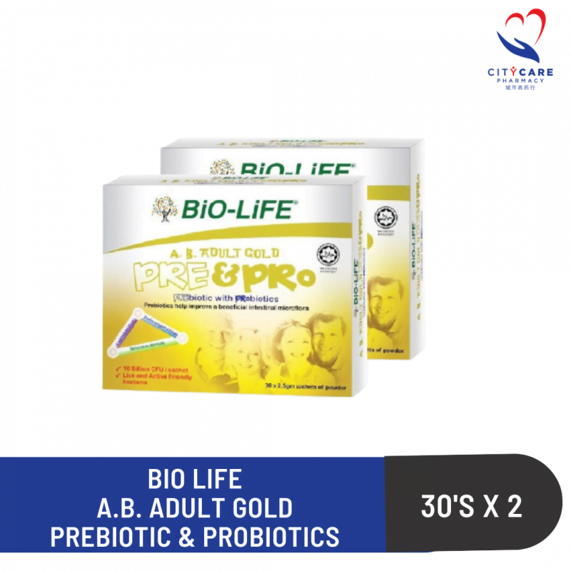 BIO-LIFE A.B. ADULT GOLD PREBIOTIC & PROBIOTICS 2.5GX30’SX2 ...
