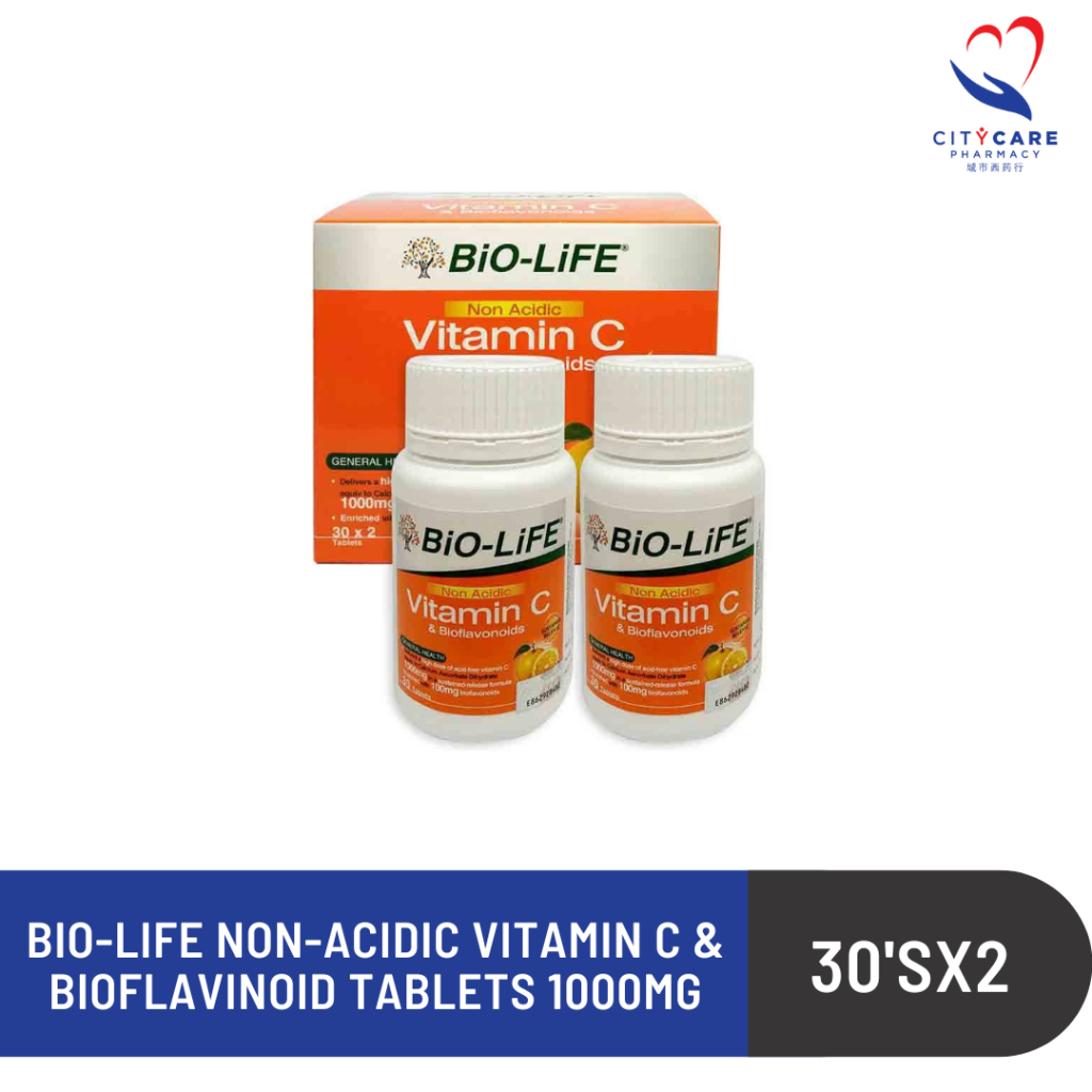 BIO-LIFE NON-ACIDIC VITAMIN C & BIOFLAVINOID TABLETS 1000MG (30’SX2 ...