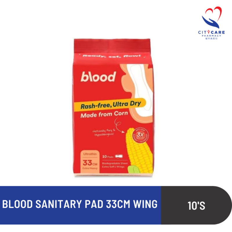 BLOOD SANITARY PAD 33CM WING – 10PCS - MYCITYHEALTH SDN BND (970596-W)