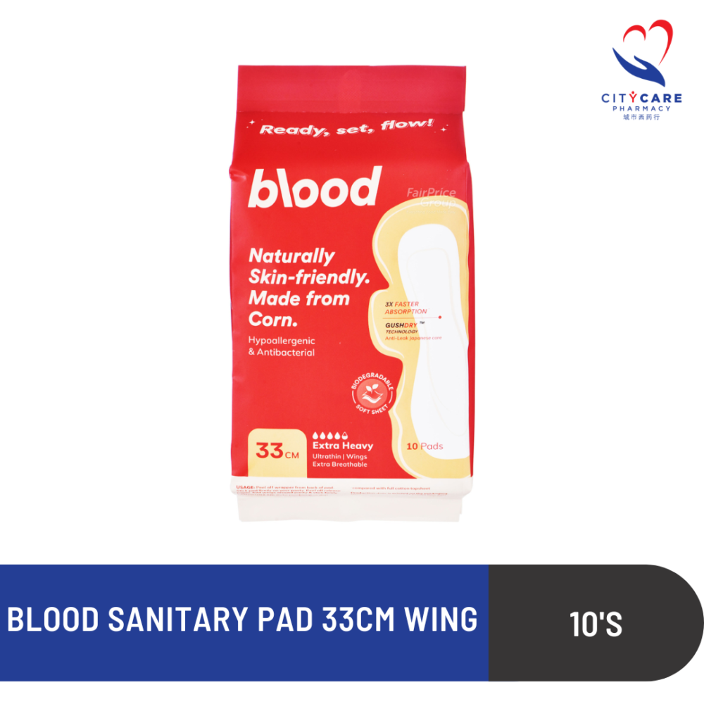 BLOOD SANITARY PAD 33CM WING – 10PCS - MYCITYHEALTH SDN BND (970596-W)