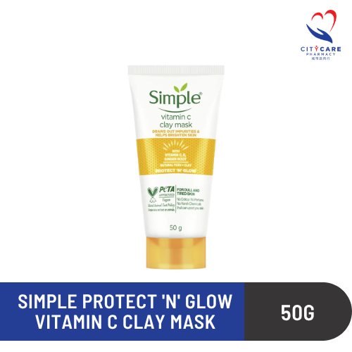SIMPLE PROTECT ‘N’ GLOW VIT C CLAY MASK 50G - CITYCARE PHARMACY MY